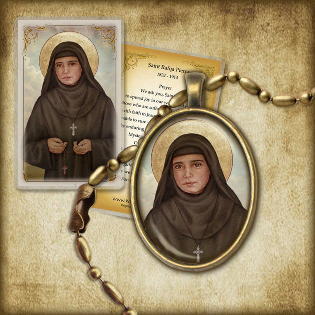 St. Rafqa Pendant and Holy Card GIFT SET Catholic Saint for Orphans - Etsy