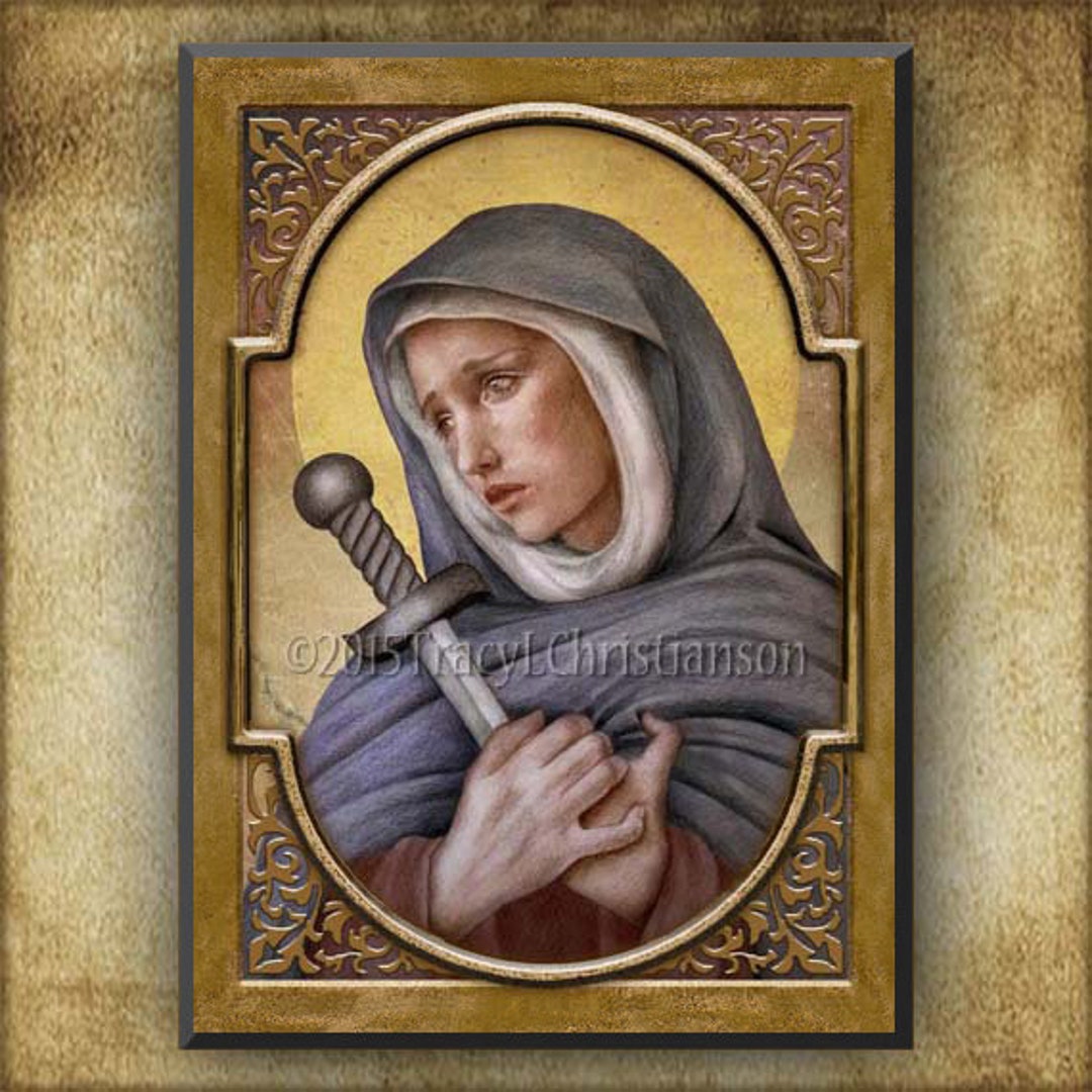 Our Lady of Sorrows Wood Icon & Holy Card GIFT SET for Someone ...