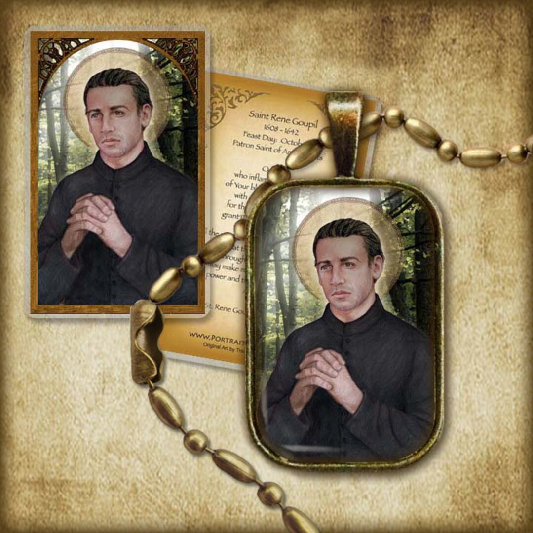 St. Rene Goupil Pendant and Holy Card GIFT SET North American Martyr - Etsy