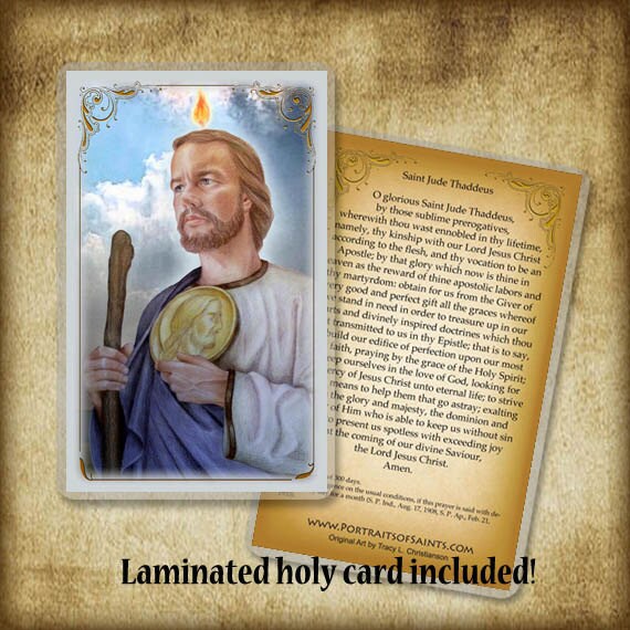St. Jude Thaddeus Wood Icon & Holy Card GIFT SET, Patron Saint of Lost ...