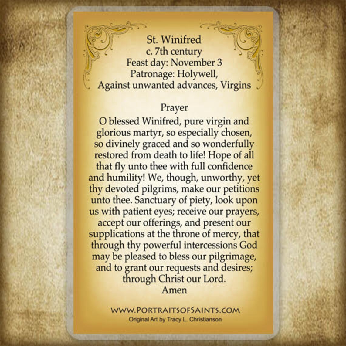 St. Winifred Holy Card / Prayer Card, Patron of Virgins - Etsy