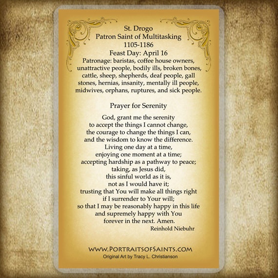 St. Drogo Holy Card Catholic Prayer Card Serenity Prayer - Etsy