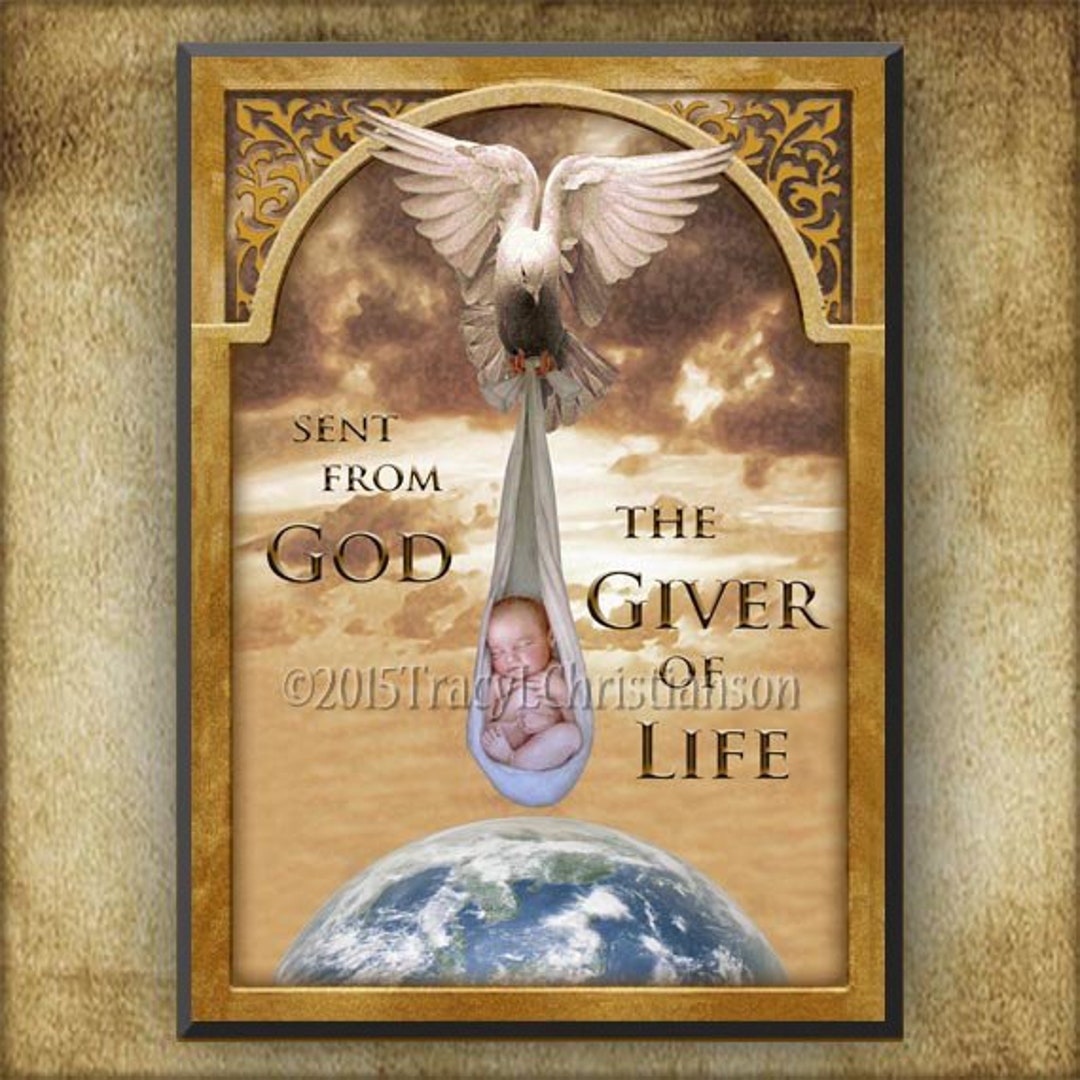 The Giver of Life Wood Plaque & Holy Card GIFT SET, for Pro Life, New ...