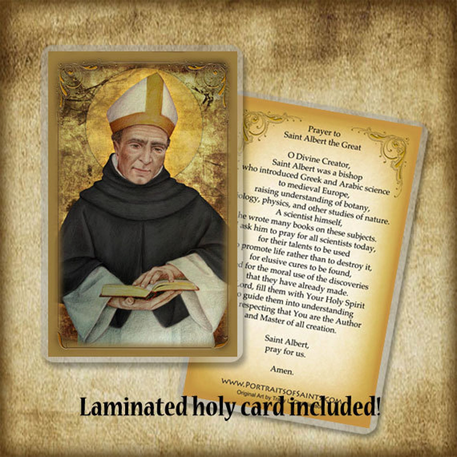 St. Albert the Great Wood Icon & Holy Card GIFT SET, Doctor of the ...