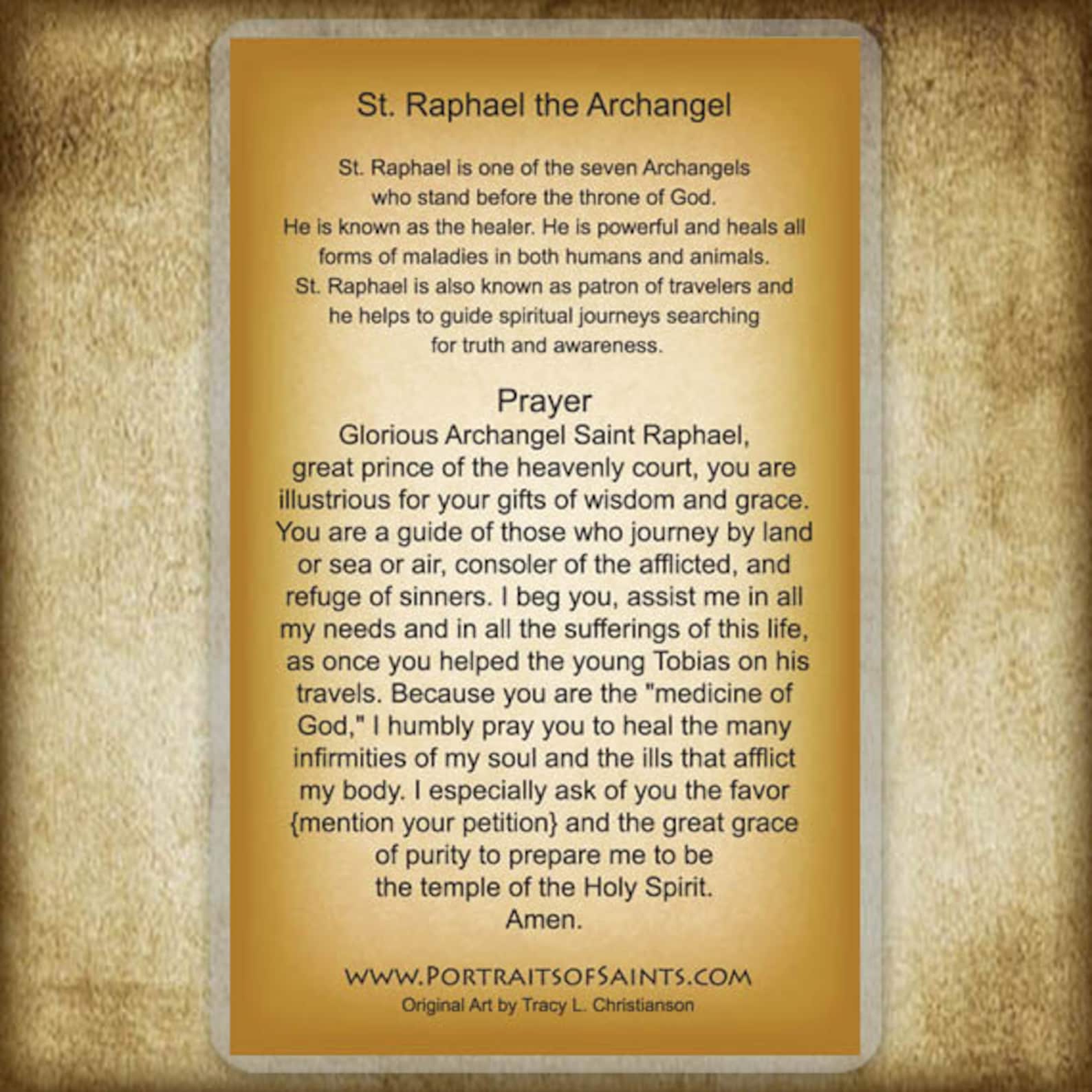 St. Raphael the Archangel Holy Card, Healing - Etsy