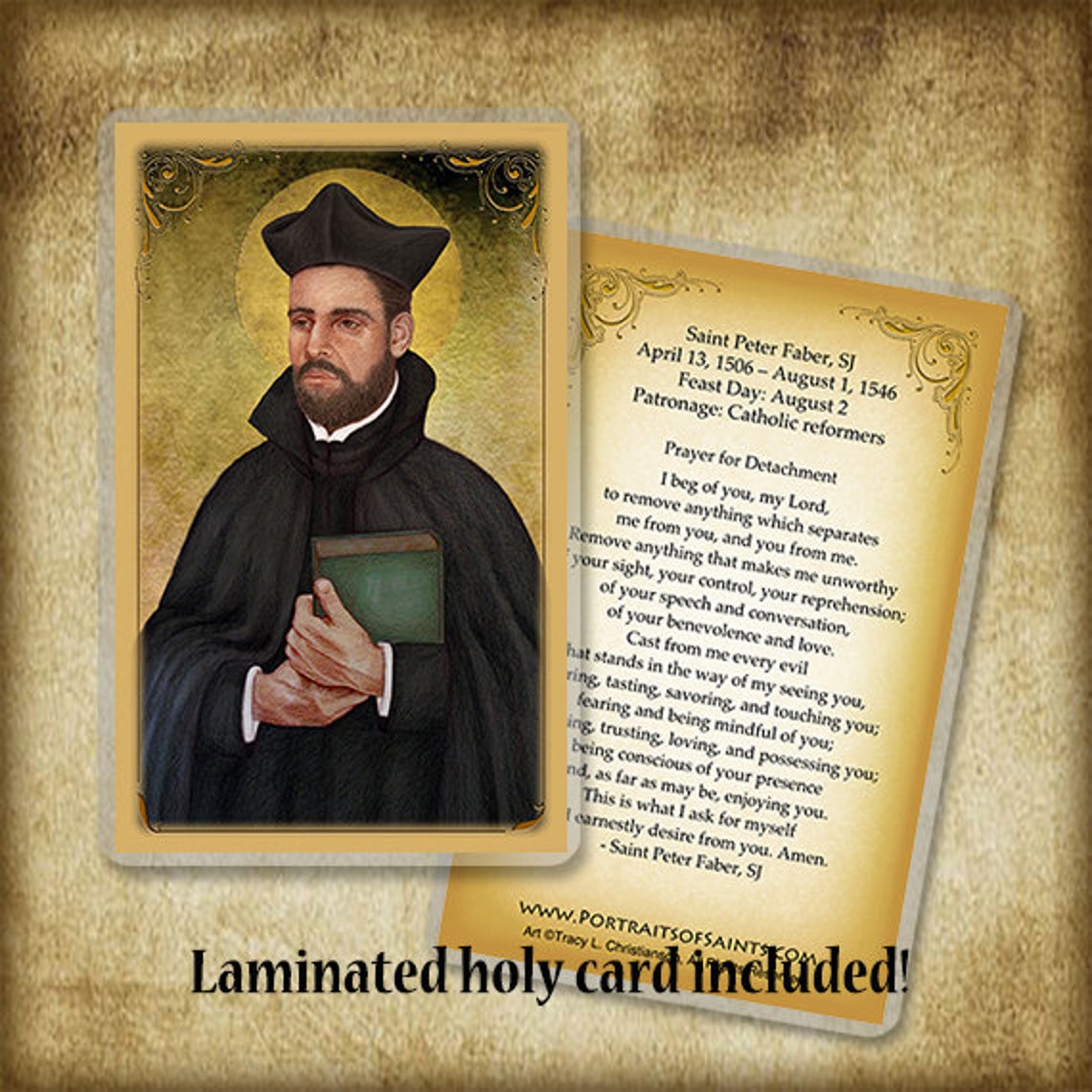 St. Peter Faber Wood Icon/plaque & Holy Card GIFT SET, Catholic Patron ...