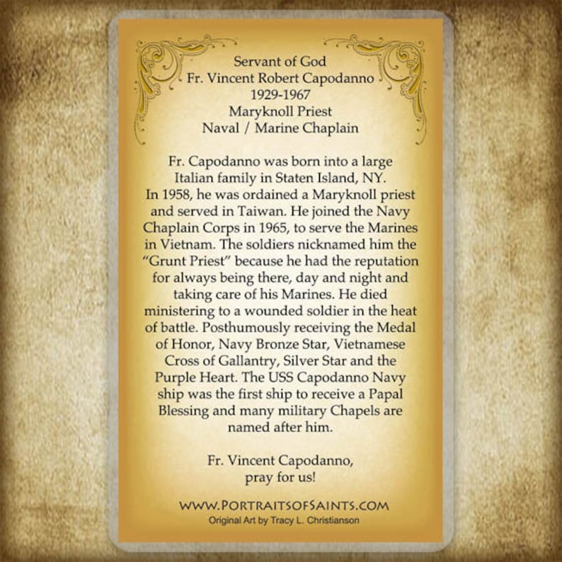 Fr. Vincent Capodanno Holy Card Marine Chaplain That Was - Etsy