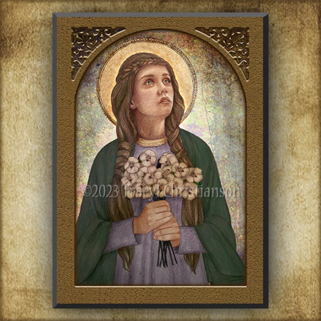St. Seraphina Wood Icon/plaque & Holy Card GIFT SET, Catholic Patron ...