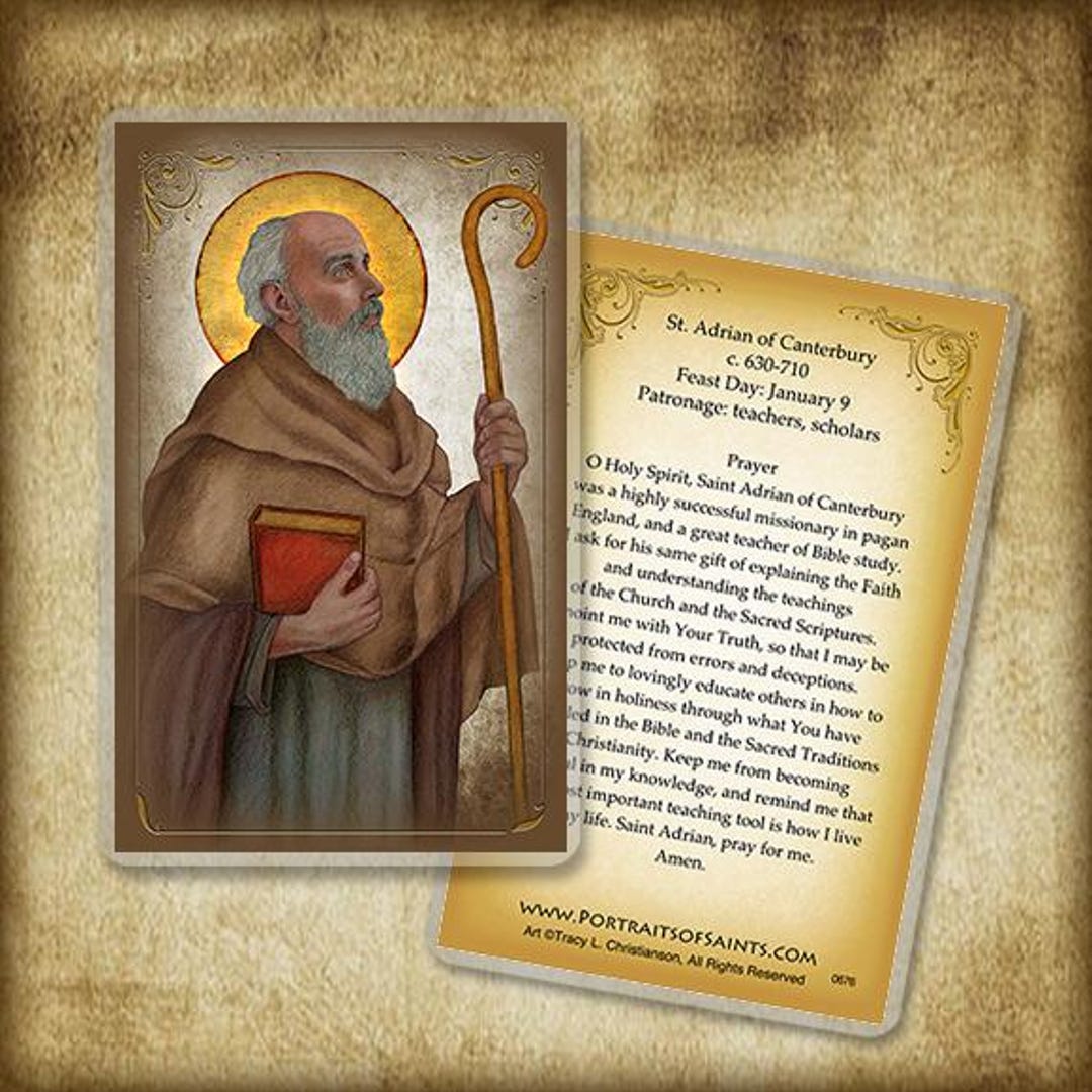 St. Adrian of Canterbury Holy Card/prayer Card Saint for Teachers - Etsy