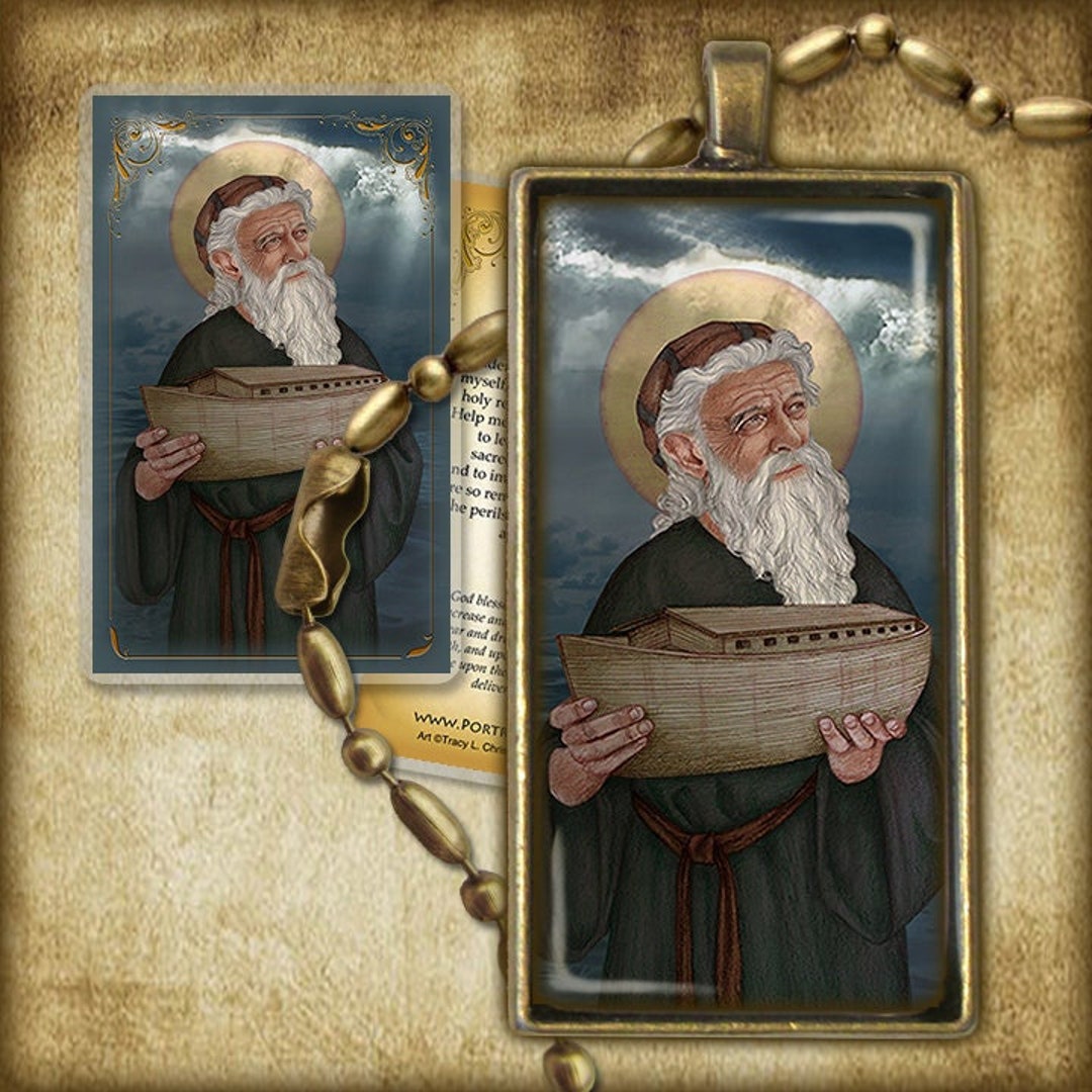 St. Noah the Righteous Pendant/key Chain and Holy Card GIFT SET for a ...
