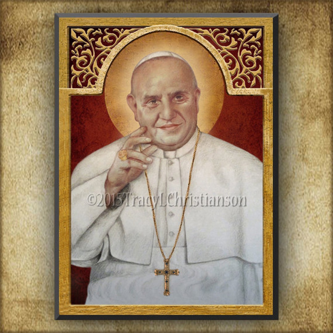 St. Pope John XXIII Wood Plaque & Holy Card GIFT SET, Catholic Pope ...