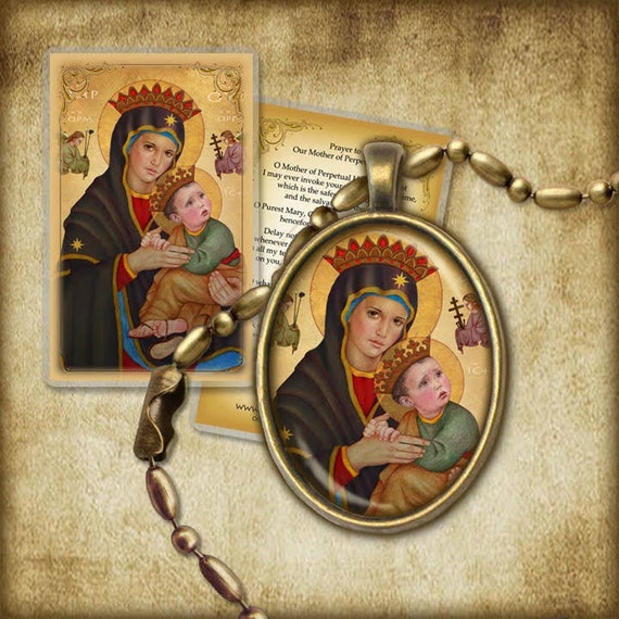 Our Lady of Perpetual Help Pendant and Holy Card GIFT SET for - Etsy