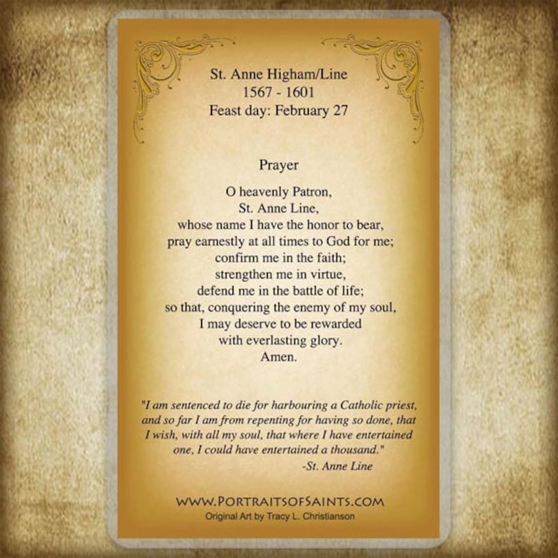 St. Anne Line Prayer Card | Etsy