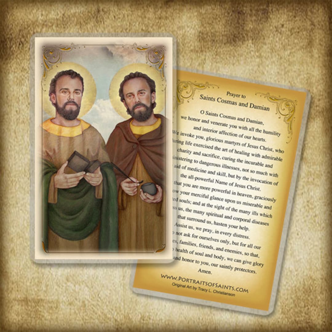Sts. Cosmas and Damian Holy Card, Catholic Saints Who Are Twins - Etsy