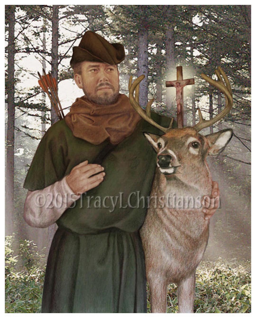 St. Hubert (hubertus) Art Print, Catholic Patron of Hunters ...