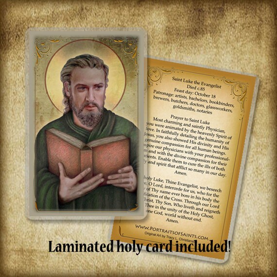 St. Luke the Evangelist Wood Plaque and Holy Card GIFT SET - Etsy