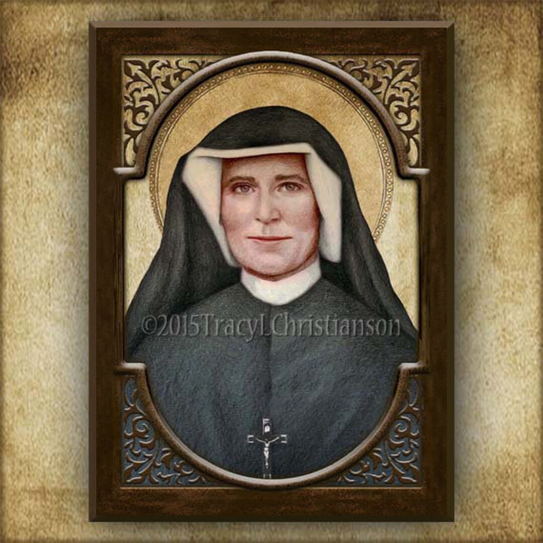 St. Faustina Kowalska Wood Icon & Holy Card GIFT SET, Catholic Patron ...