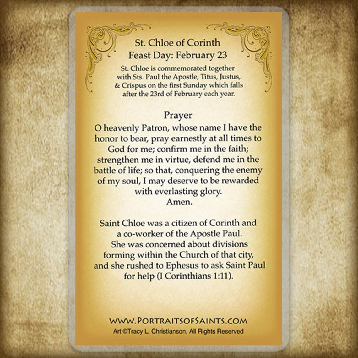 St. Chloe of Corinth Holy Card, Catholic Prayer Card - Etsy