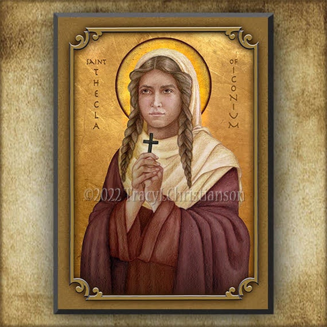 St. Thecla of Iconium Wood Icon/plaque & Holy Card GIFT SET, Catholic ...