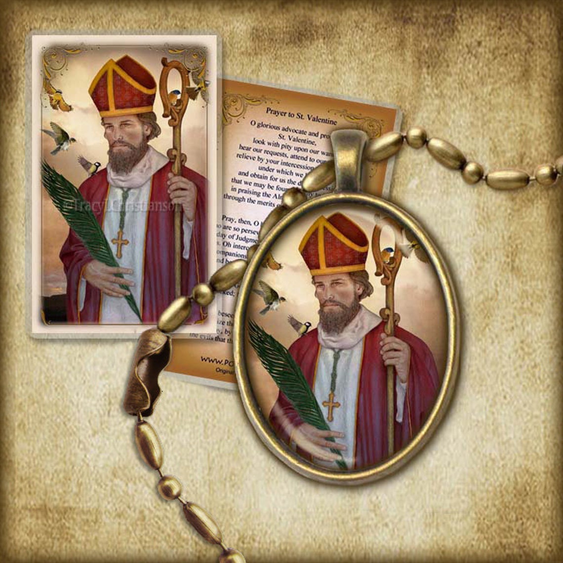 St. Valentine Pendant and Holy Card GIFT SET Catholic Saint - Etsy