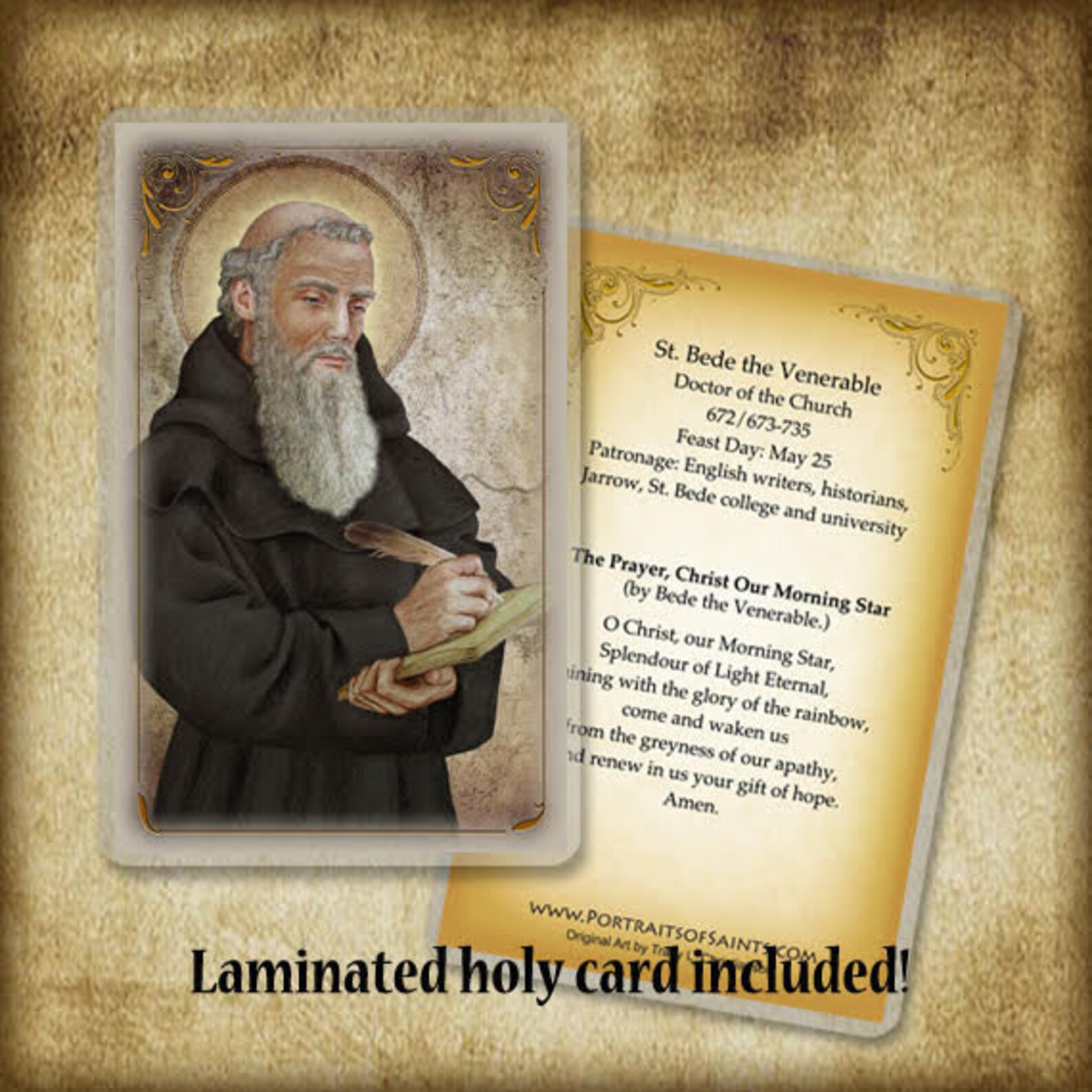 St. Bede the Venerable Wood Icon & Holy Card GIFT SET, Doctor of the ...