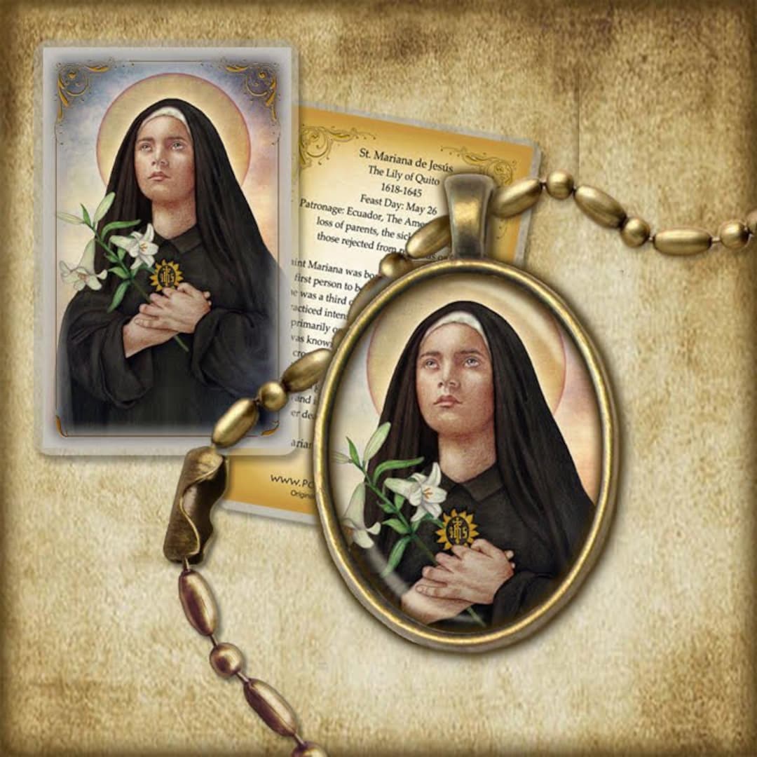 St. Mariana De Jesus De Paredes Pendant and Holy Card GIFT SET, Saint ...