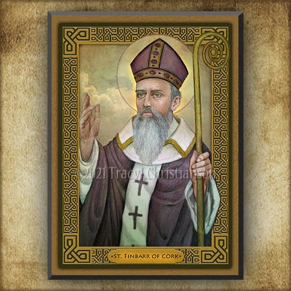St. Finbarr of Cork Wood Plaque/icon and Holy Card Gift Set | Etsy