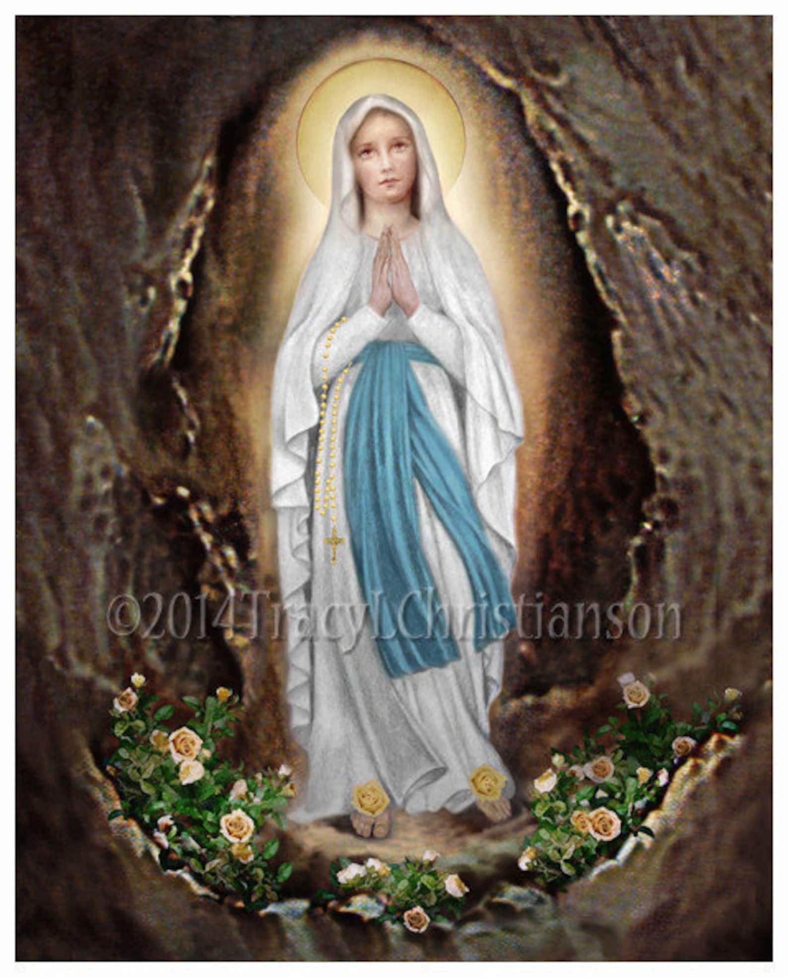 Our Lady of Lourdes Blessed Virgin Mary Catholic Fine Art - Etsy