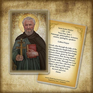 St.justin Martyr Holy Card / Prayer Card Patron of Philosophers - Etsy
