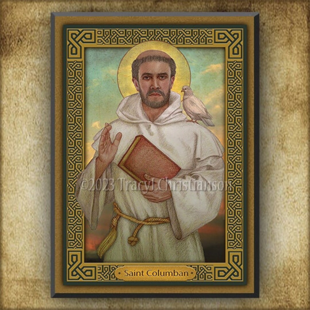 St. Columban Wood Icon/plaque & Holy Card GIFT SET, Patron of Motorcyclists - Etsy