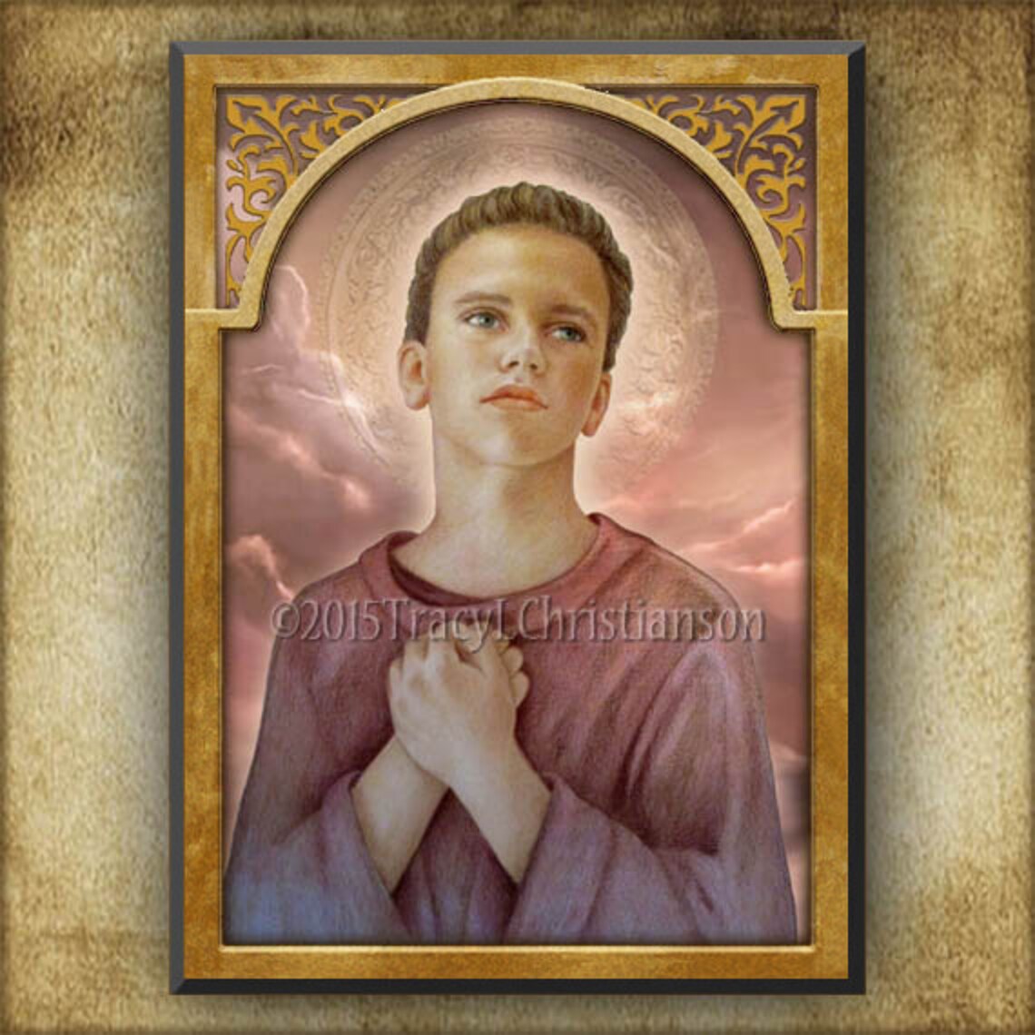St. Tarcisius Wood Plaque & Holy Card GIFT SET, Catholic Patron Saint ...