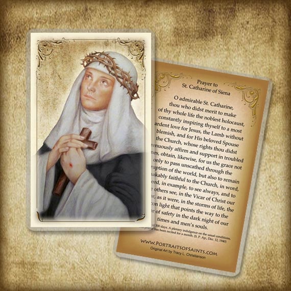 St. Catherine of Siena Holy Card/ Prayer Card, Doctor of the Church - Etsy