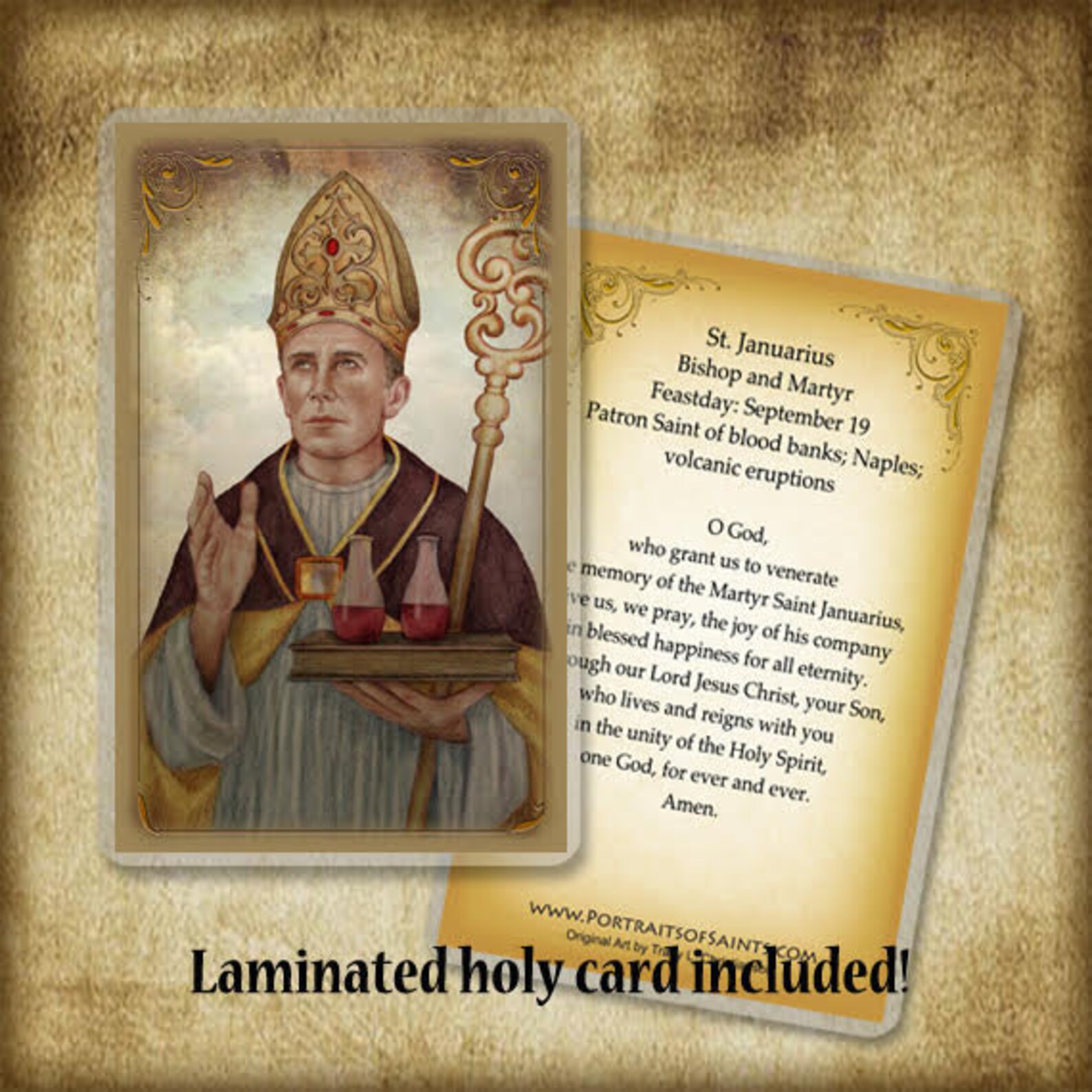 St. Januarius Wood Icon & Holy Card GIFT SET Saint for | Etsy