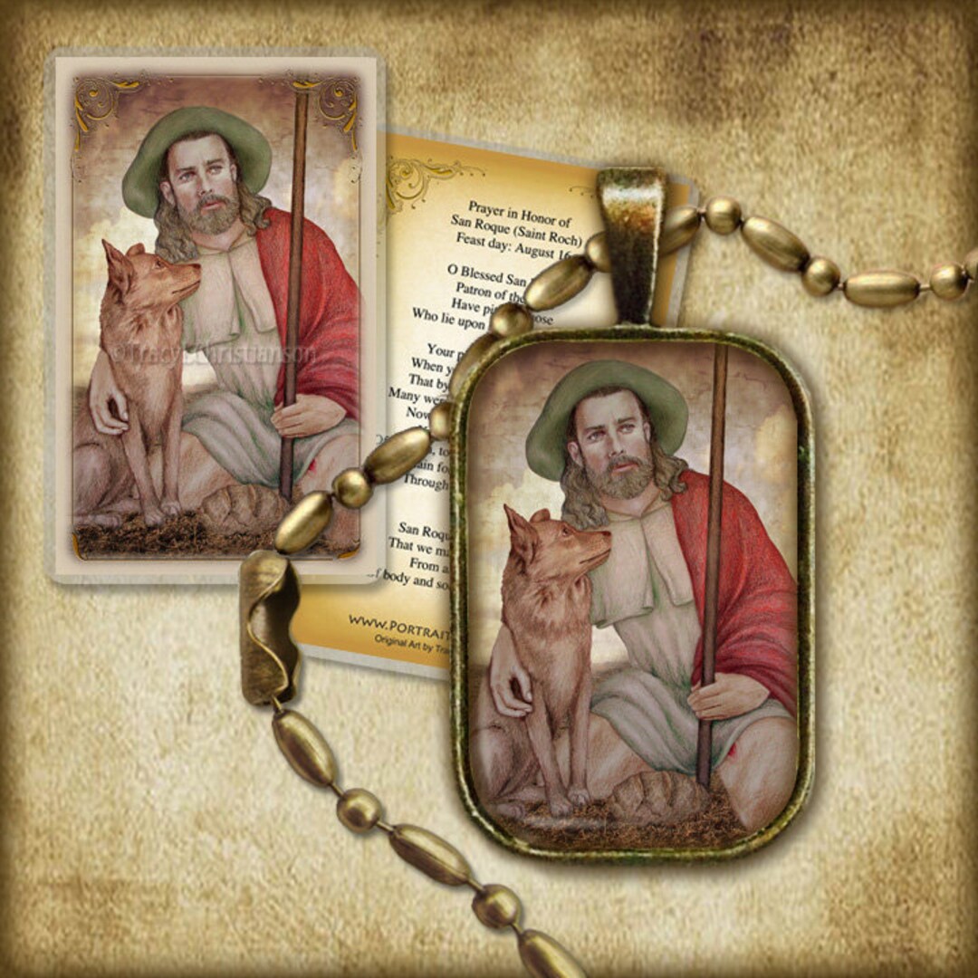 St. Roch Pendant and Holy Card GIFT SET Catholic Saint Invoked Against ...