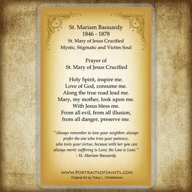 St. Mariam Baouardy Holy Card Catholic Prayer Card | Etsy