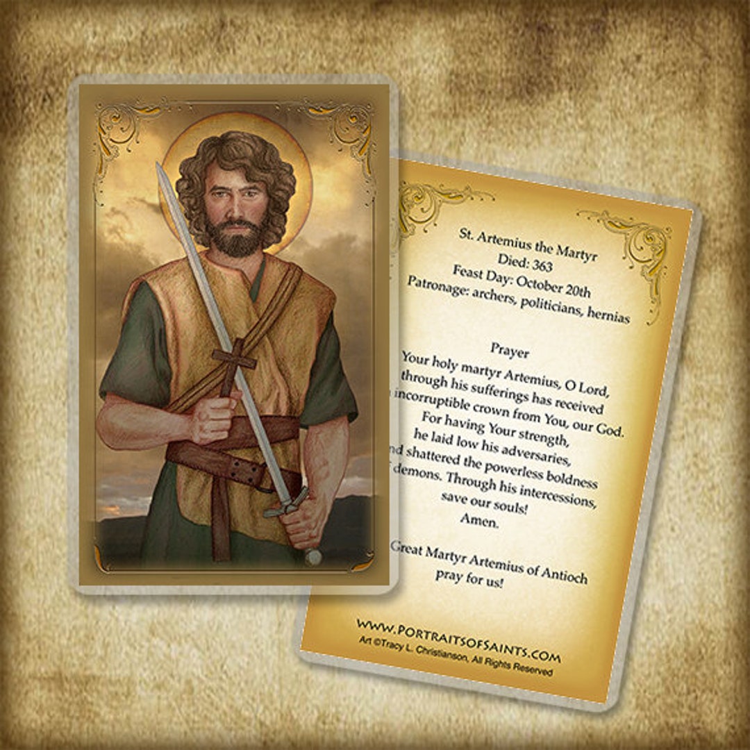 St. Artemius the Martyr Holy Card/prayer Card, Catholic Patron Archers ...