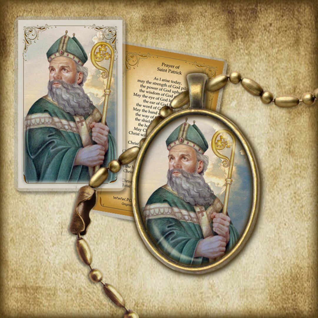 St. Patrick (B) Pendant and Holy Card GIFT SET Catholic Saint for ...