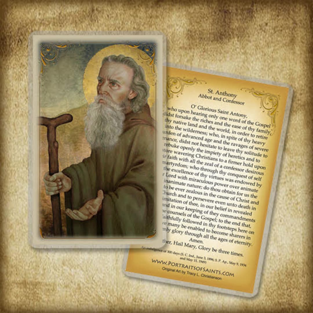 St. Anthony the Abbot Holy Card, Catholic Prayer Card - Etsy