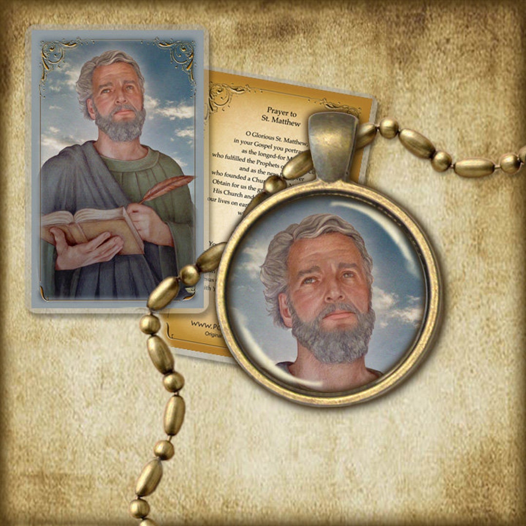 St. Matthew the Apostle Pendant and Holy Card GIFT SET for Catholic ...