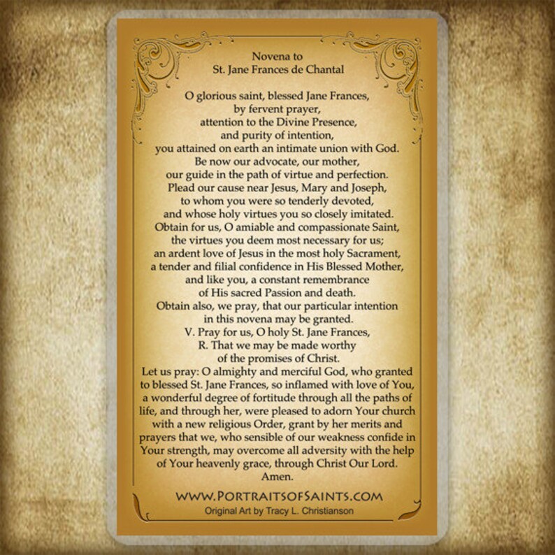 St. Jane Frances De Chantal Holy Card, Patron of Widows - Etsy