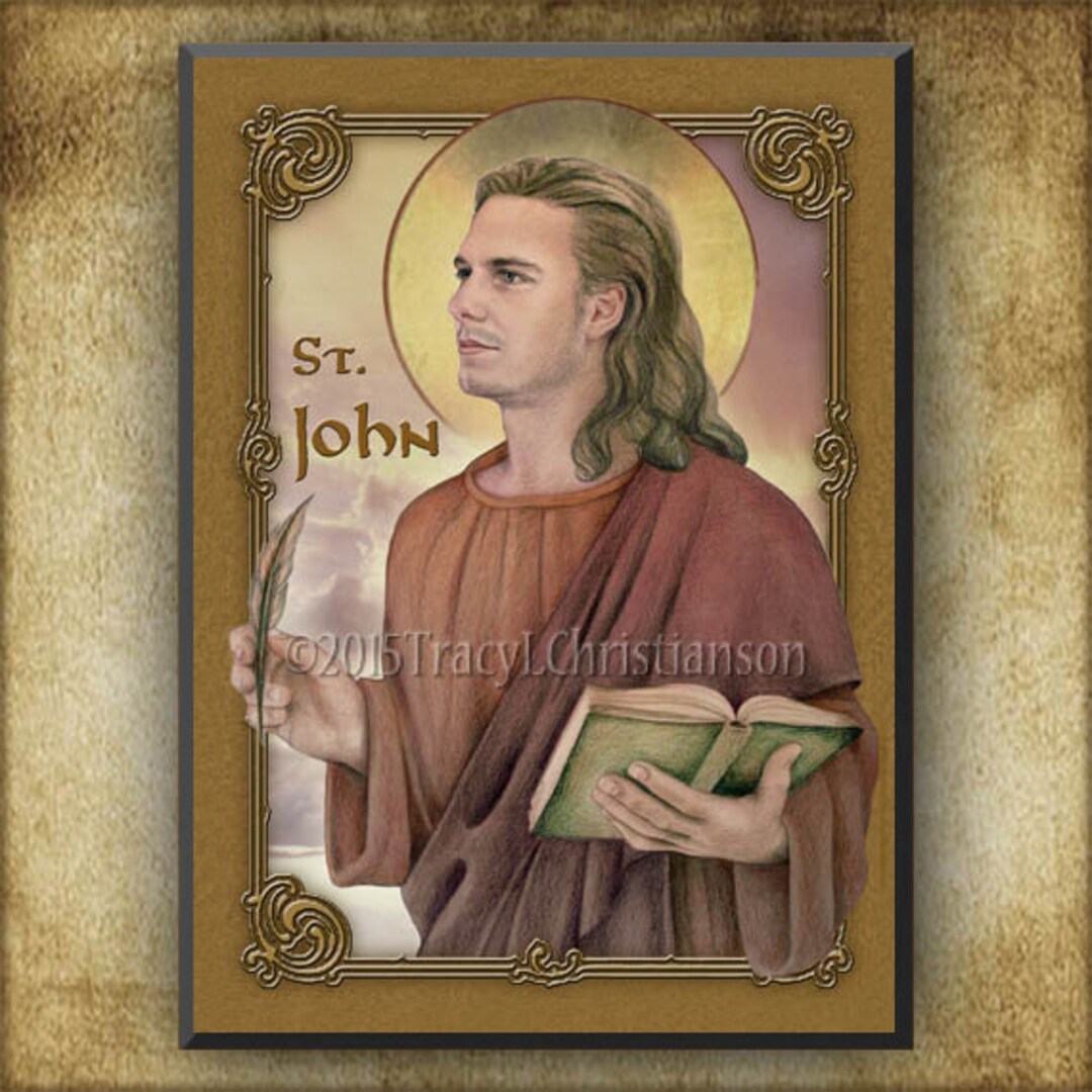 St. John the Evangelist Wood Plaque and Holy Card GIFT SET, Apostle ...