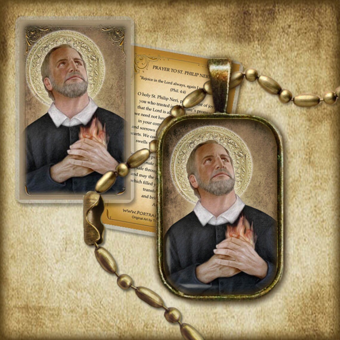 St. Philip Neri Pendant and Holy Card GIFT SET Catholic Saint - Etsy