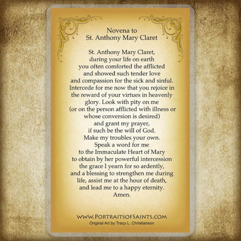 St. Anthony Mary Claret Prayer Card - Etsy