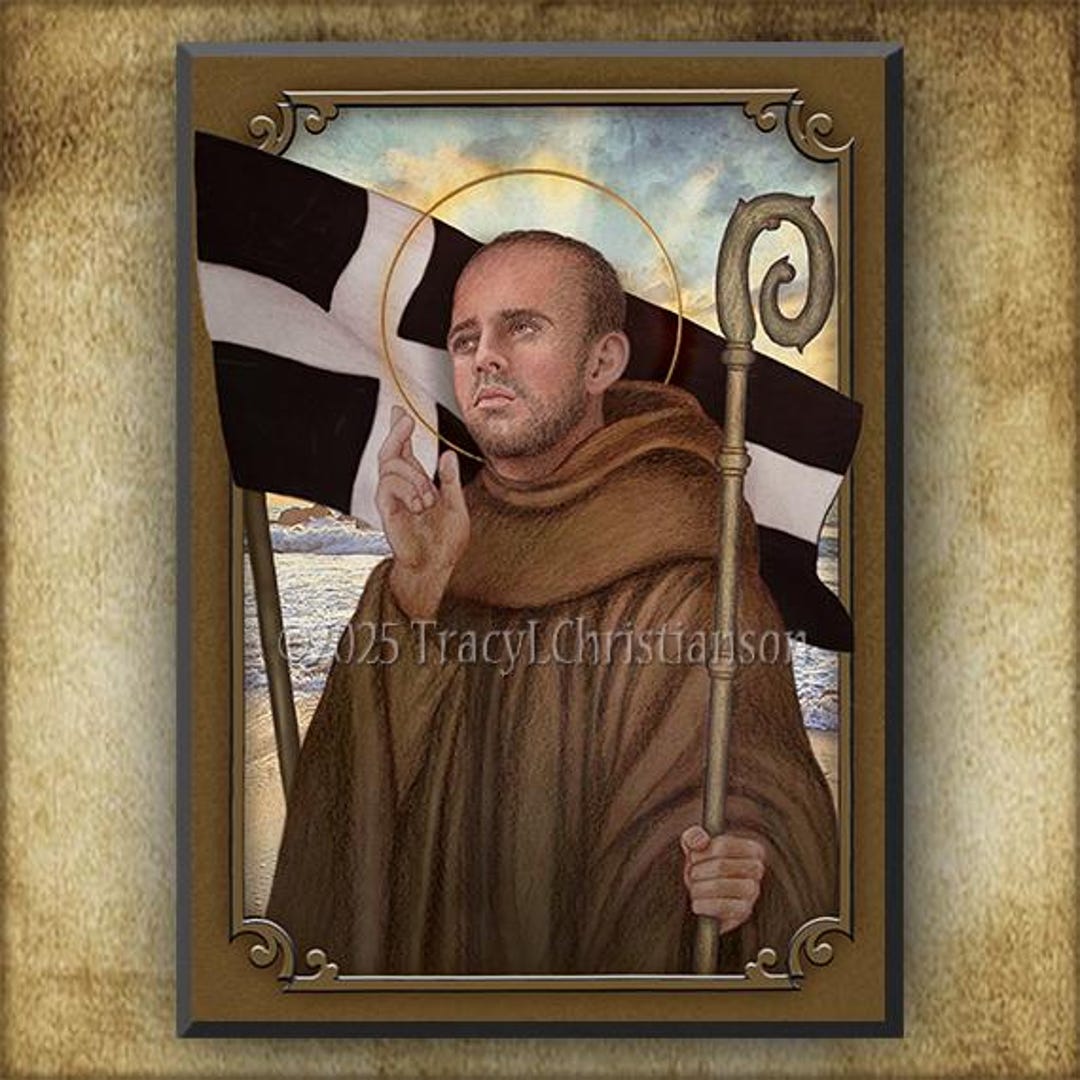 St. Piran Wood Icon and Holy Card GIFT SET - Etsy
