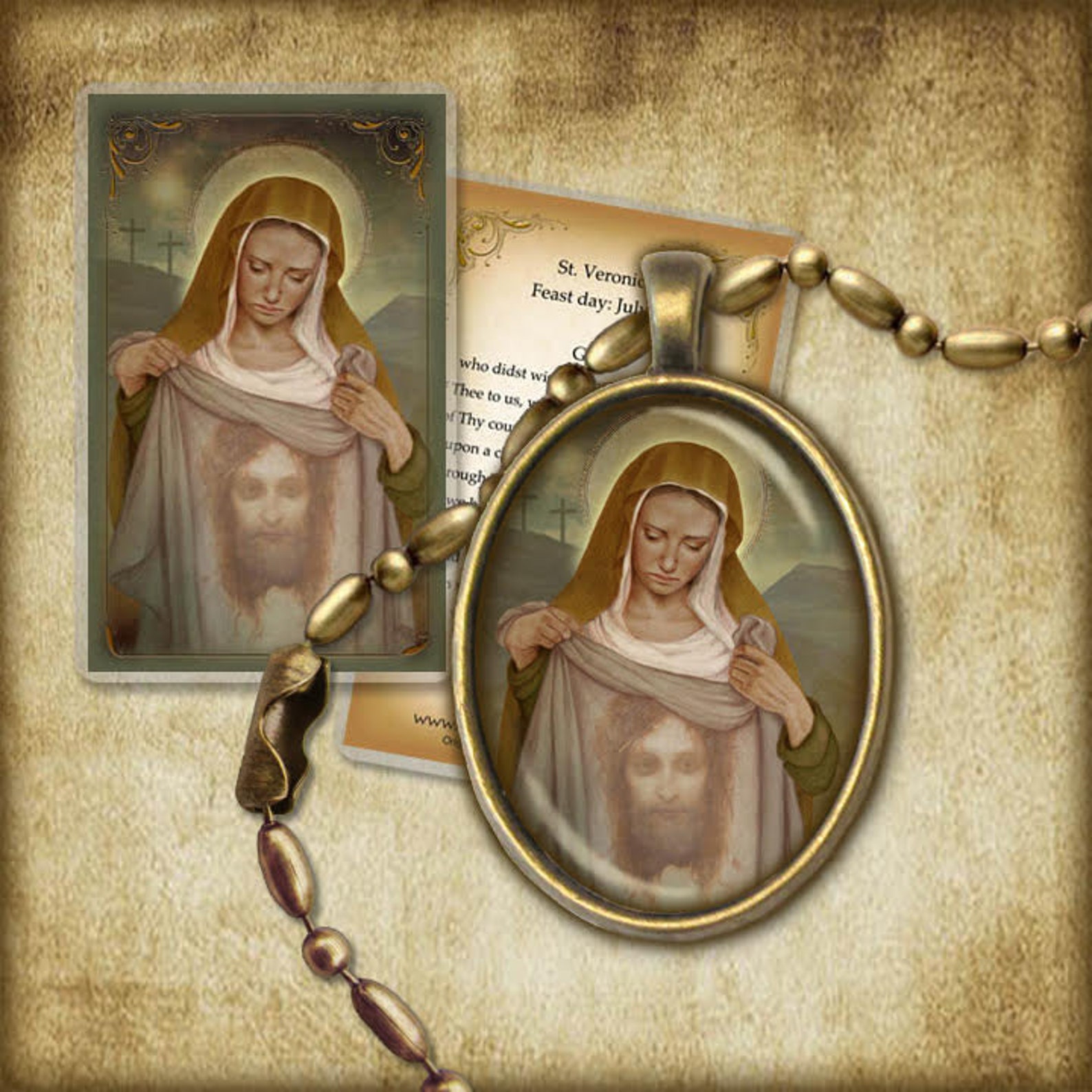 St. Veronica Pendant and Holy Card GIFT SET, the Face of Jesus - Etsy