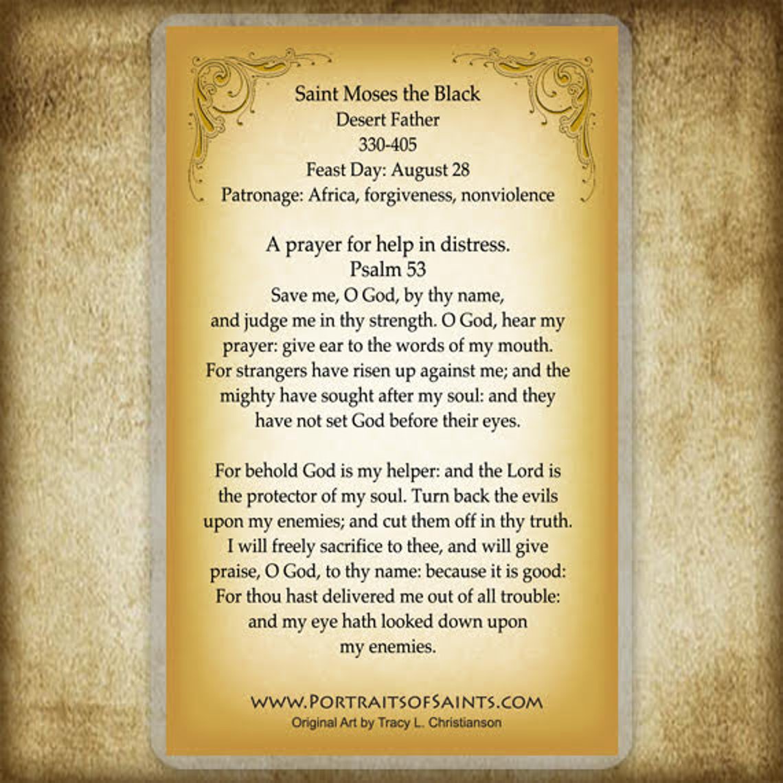 St. Moses the Black, (the Ethiopian) Holy Card, Catholic Prayer Card - Etsy