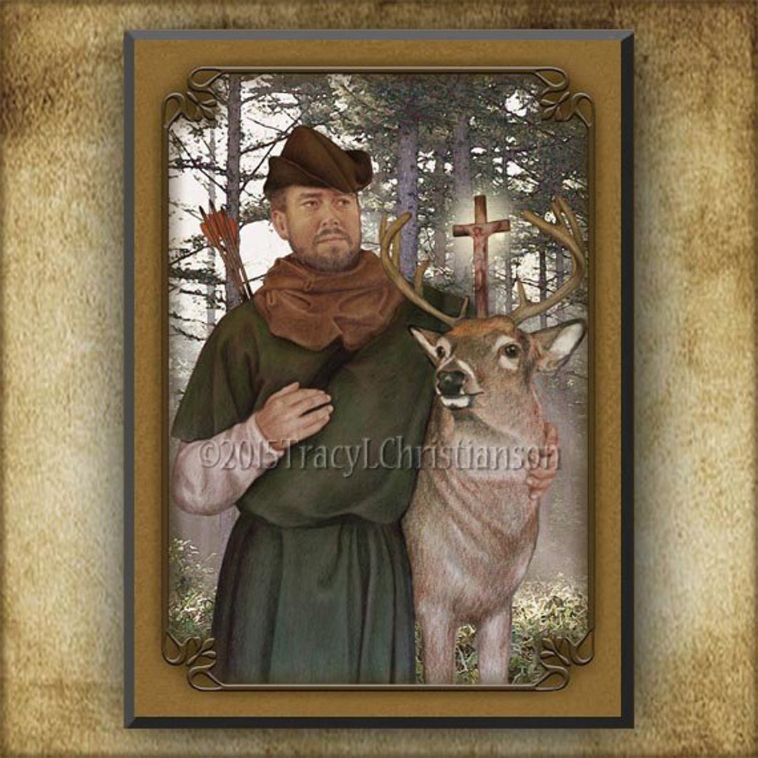 St. Hubert Wood Icon & Holy Card GIFT SET, for Confirmation, Patron ...