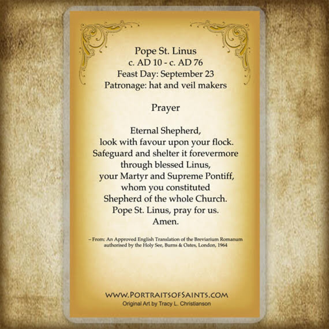 Pope St. Linus Holy Card, Catholic Prayer Card - Etsy