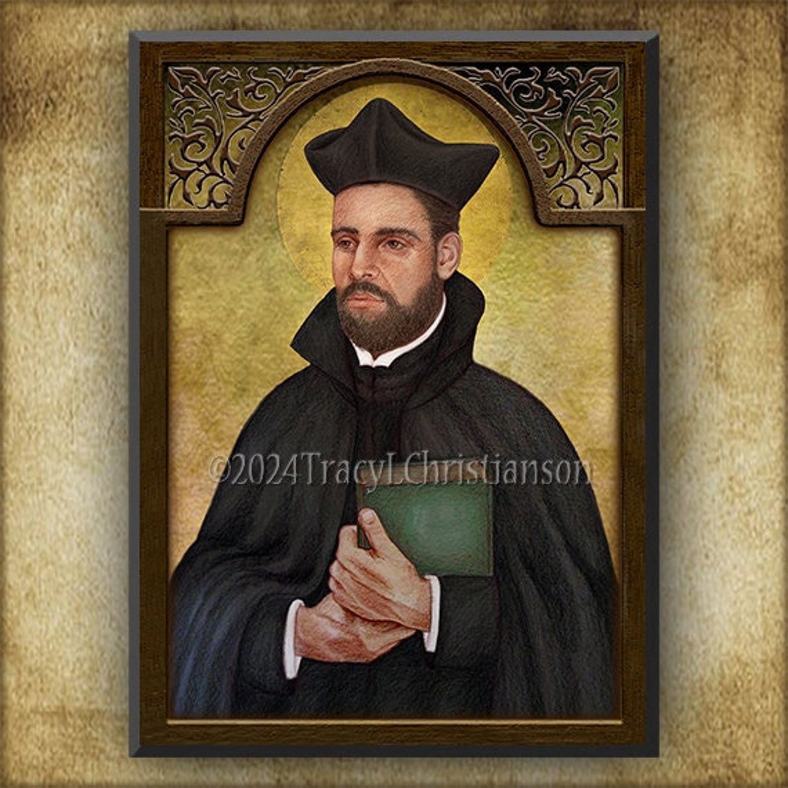 St. Peter Faber Wood Icon/plaque & Holy Card GIFT SET, Catholic Patron ...