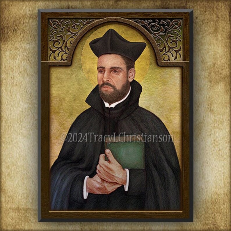 St. Peter Faber Wood Icon/plaque & Holy Card GIFT SET, Catholic Patron ...